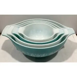 Pyrex | Kitchen | Vintage 4 Bowl Set Pyrex Butterprint Turquoise ...